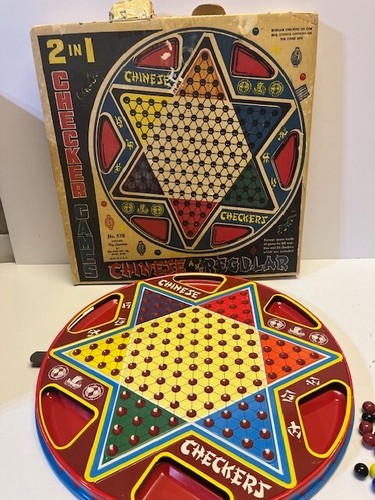 VINTAGE OHIO ART 2 IN 1 CHINESE & REGULAR CHECKER GAME 538 COMPLETE ...