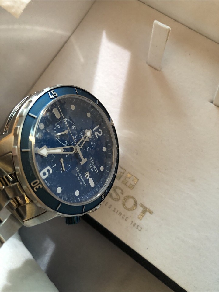 TISSOT SEASTAR 1000 AUTOMATIC SCUBA DIVING WATCH BLUE WHITE 48MM ...