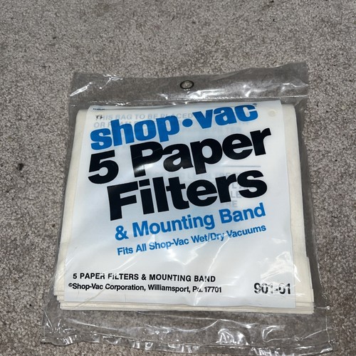 NEW Vintage Shop-Vac 5 Pack Paper Filters & Mounting Band Wet/Dry ...