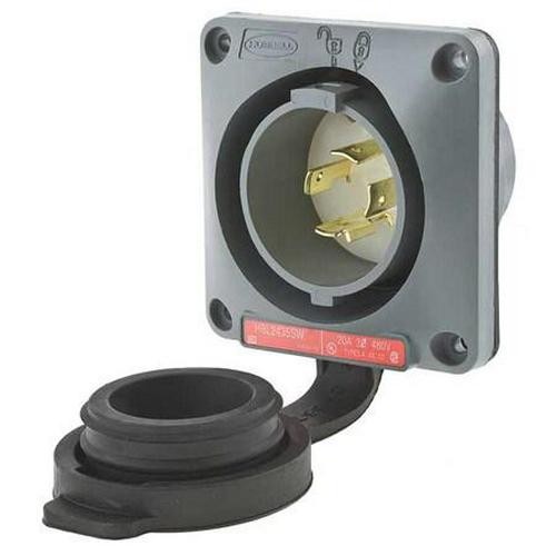 Watertight Flanged Inlet 20A 480V 3PH L16-20P Flush Mount Locking IP66 ...
