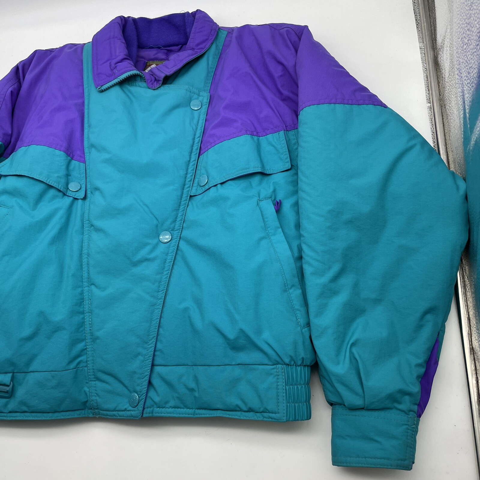 Vintage 90s Glacier's Edge Colorblock Turquois Puffer Snow Jacket Women ...