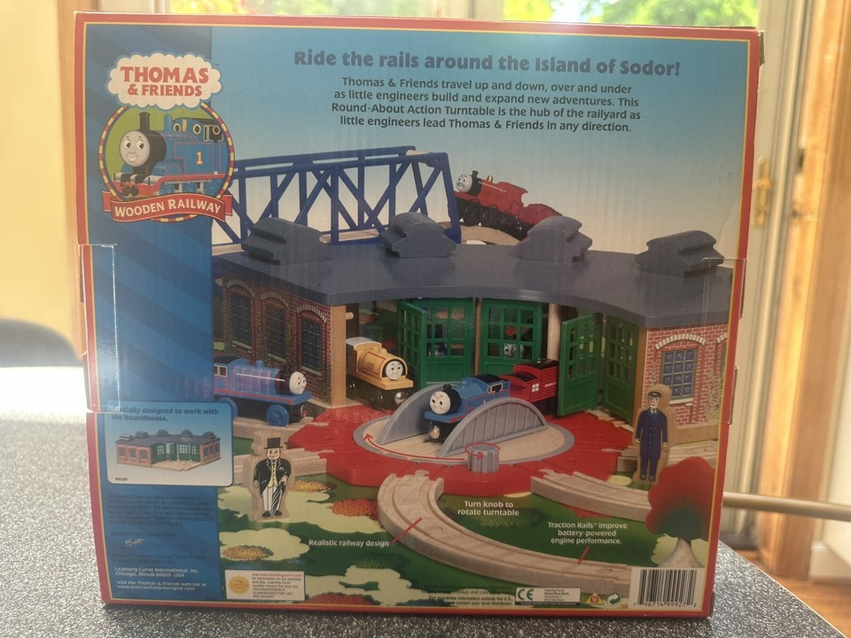 Thomas &Friends Wooden Railway Round-About Action Turntable 2002 New In ...