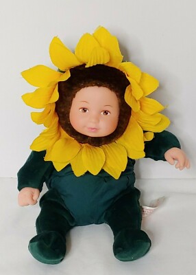 Anne Geddes 1999 Sunflower 9" Doll Green Yellow Especially Kids Co ...