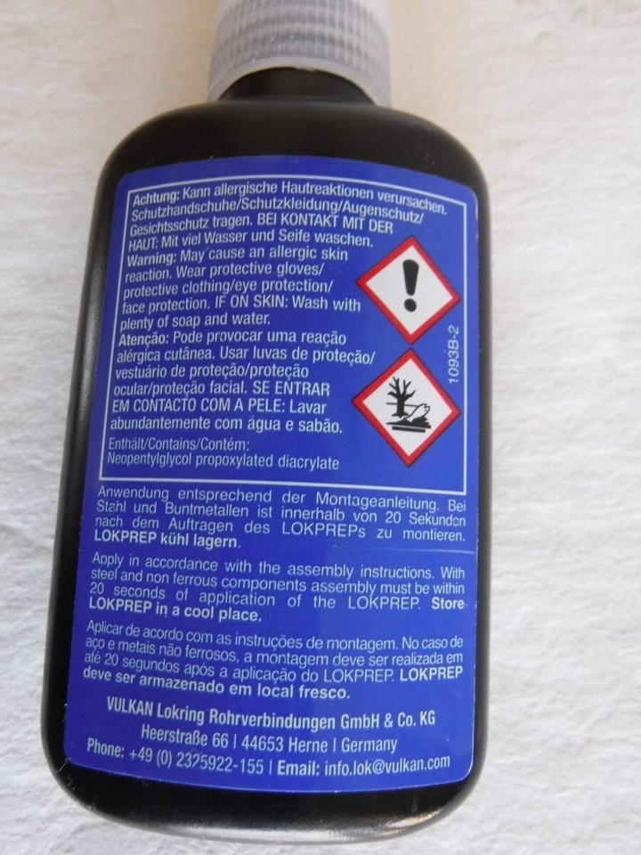 NEW VULKAN LOKRING APPLIANCE L14000878 LOKPREP 65G 15ML BOTTLE BLUE ...