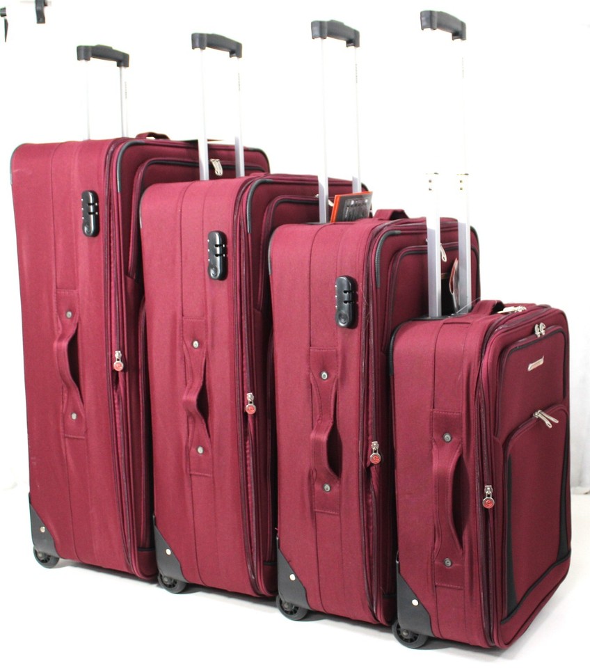 Set of 4 Suitcase 2 Wheel Lightweight Hand Luggage Travel Cabin Trolley ...
