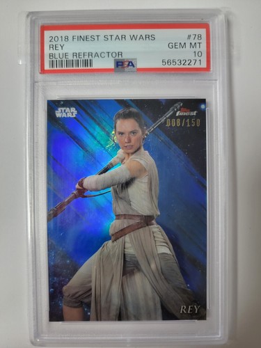 Rey 2018 Topps Star Wars Finest Blue Refractor #78 /150 PSA 10 GEM MINT ...