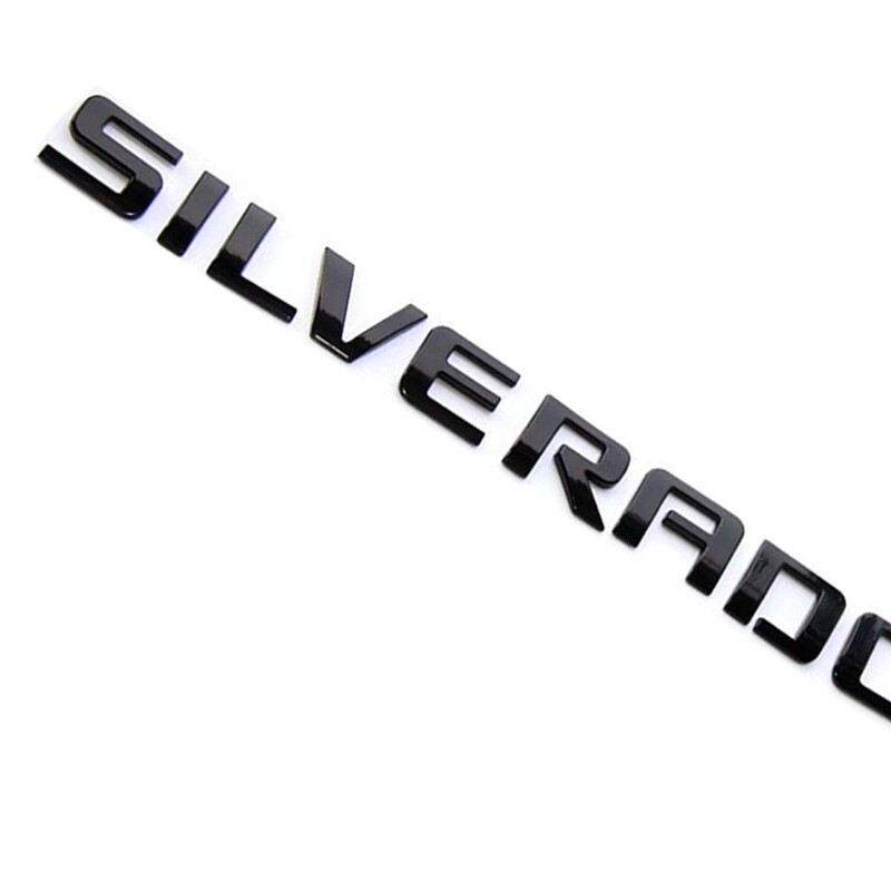 2PCS Door Side Emblem For Silverado Letter 1500 2500 3500 Gloss Black ...