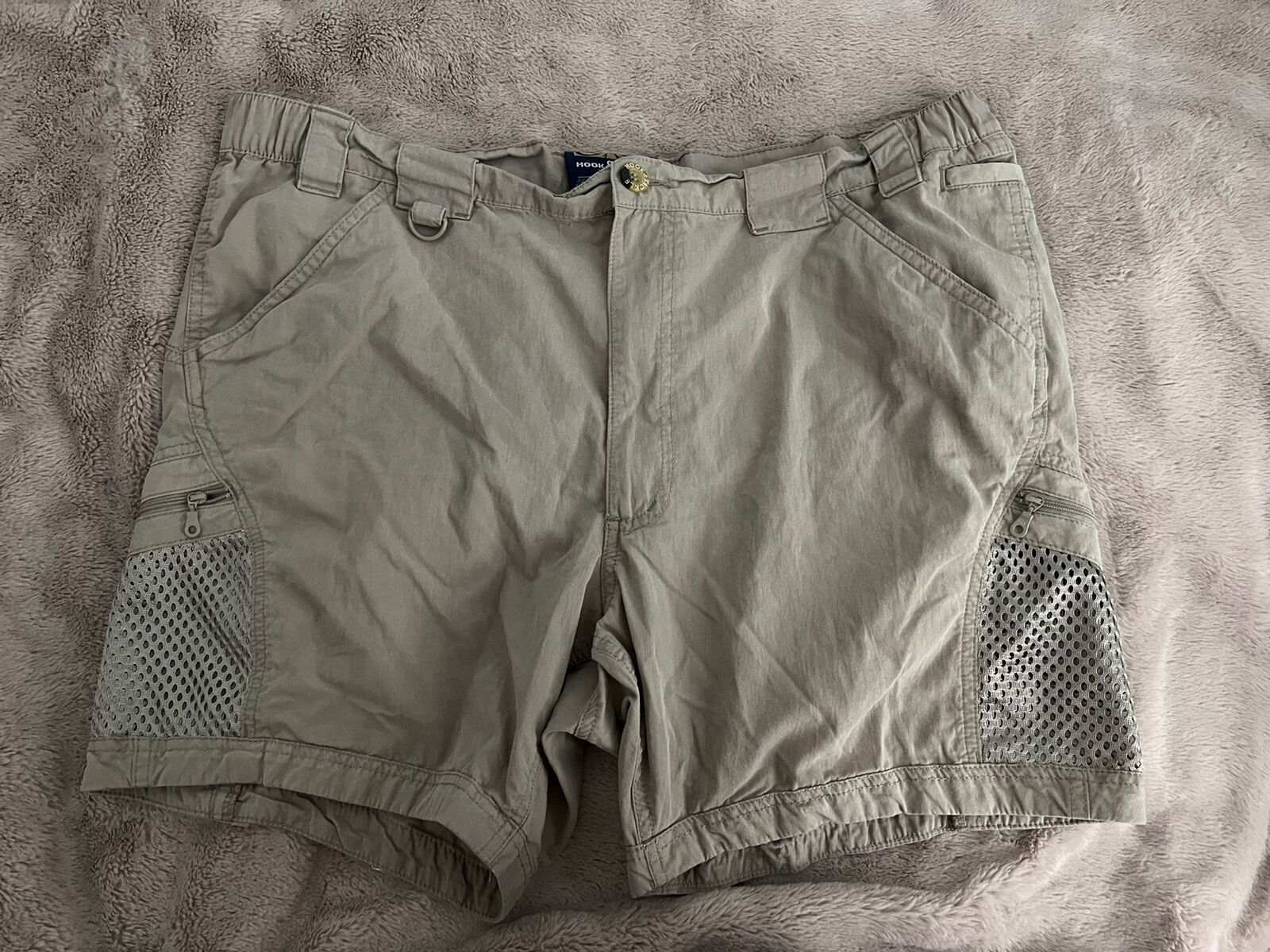 hook and tackle fishing gear khaki cargo shorts adult… - Gem