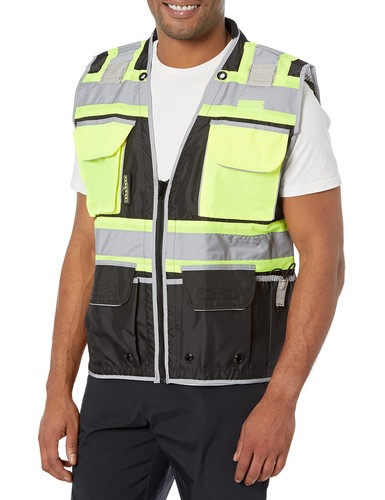 Type O Class 1 Heavy Duty Woven Two Tone Engineer Vest, black, xx-large ...