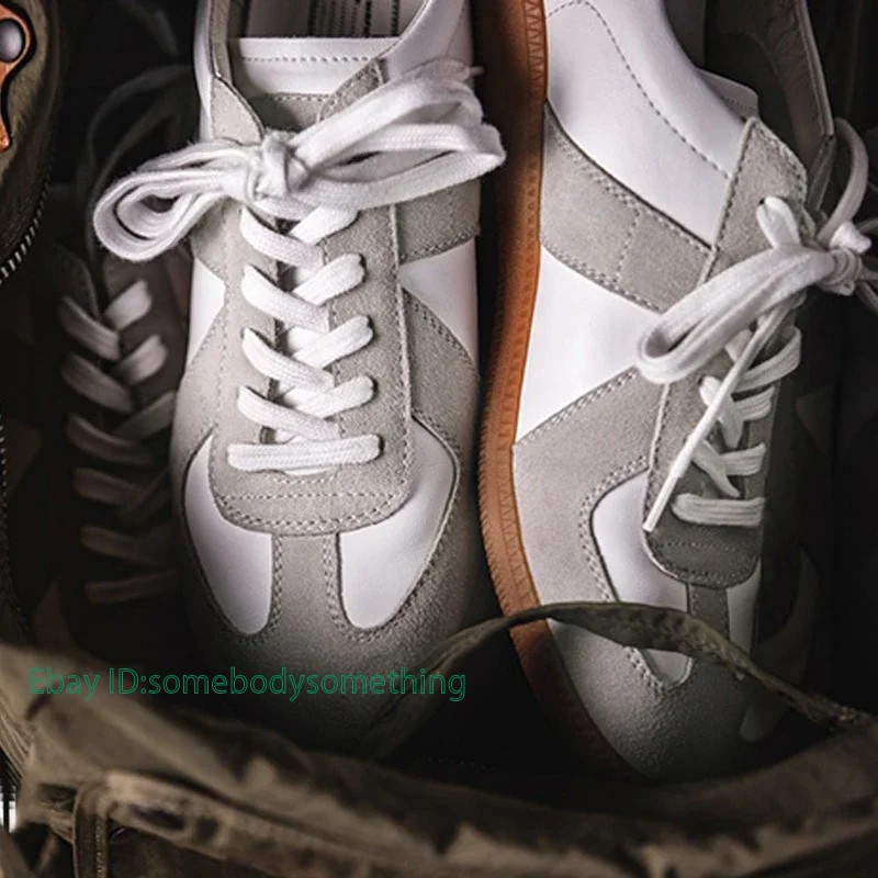 70s German Army Trainer Shoes Mens Lace Up Faux Leather GAT Sneaker ...