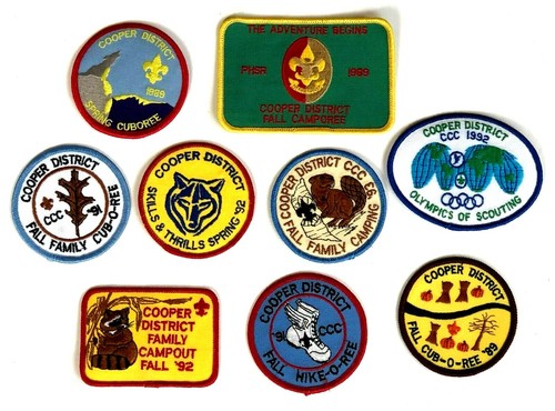Cooper District Boy Scout Patches LOT of 9 Camporee Hike 1980s 1990s ...