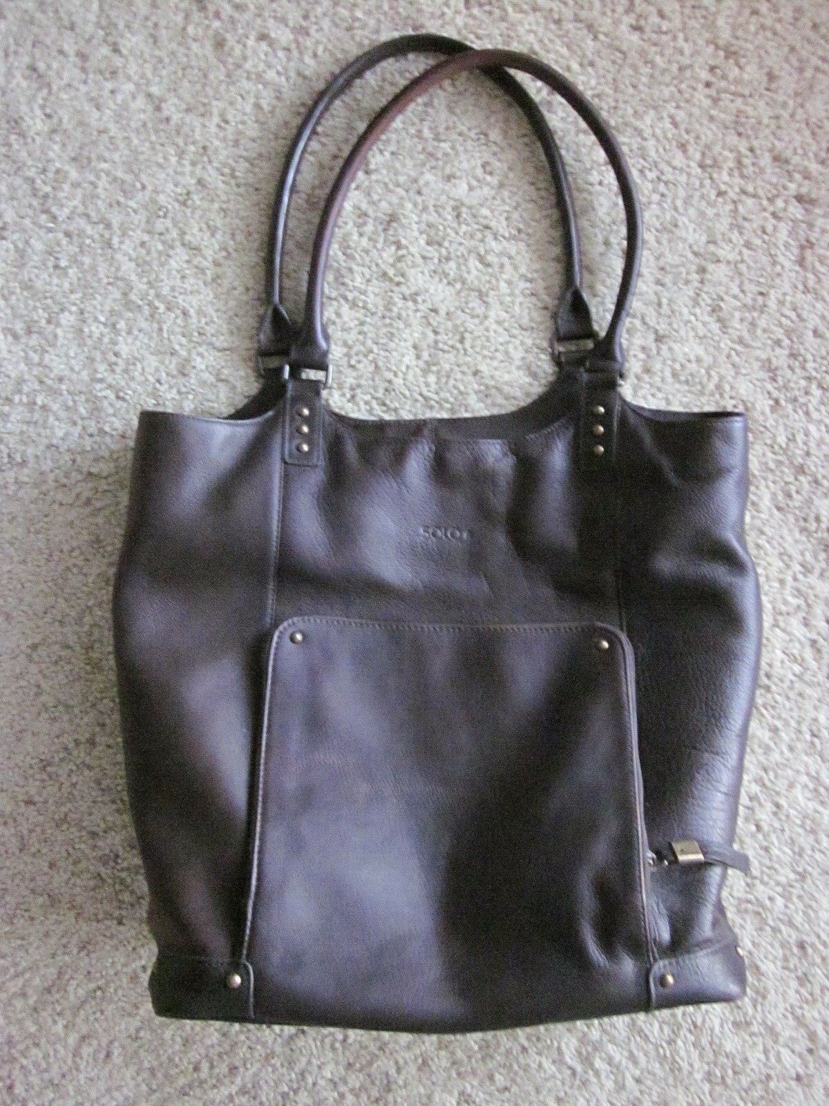 Men's SOLO LapTop Messenger Bag Brown Leather Fully P… - Gem