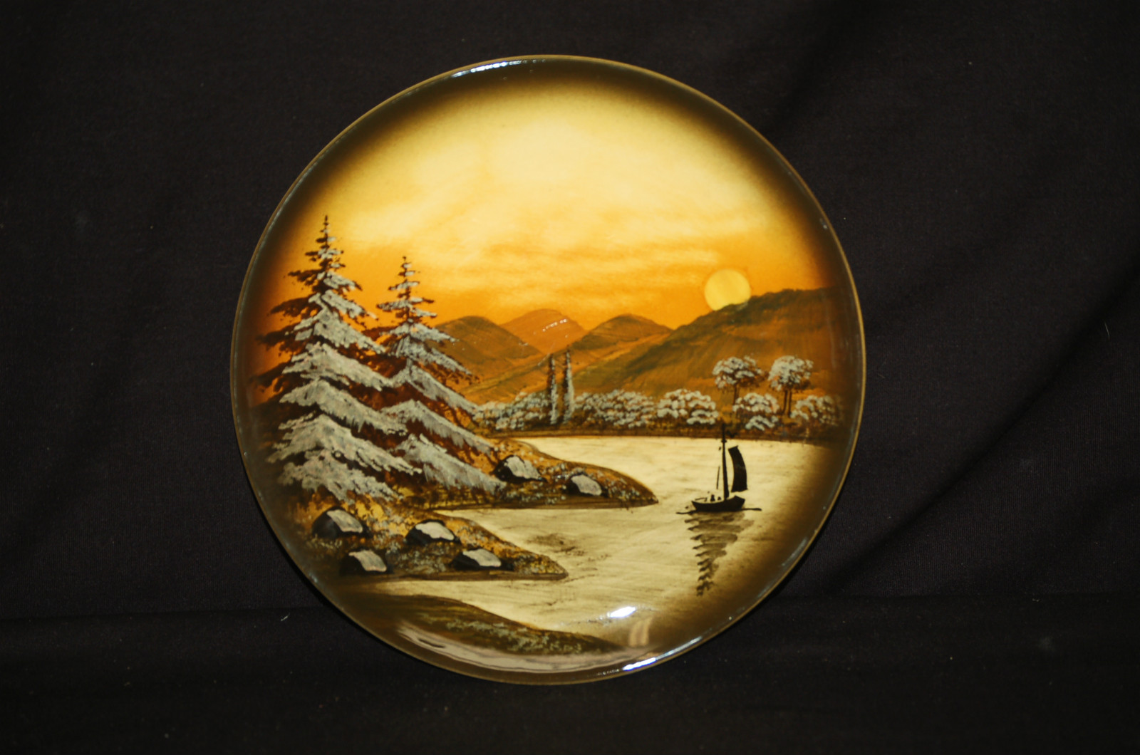 Old Vintage Art Hand Painted Water Scene Wall Plate Highmount MBD ...