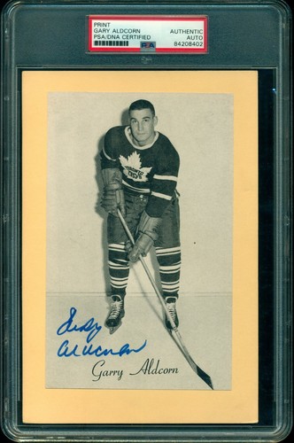 1944-63 BEEHIVE Garry Aldcorn Autograph Maple Leafs Photo NM PSA/DNA ...