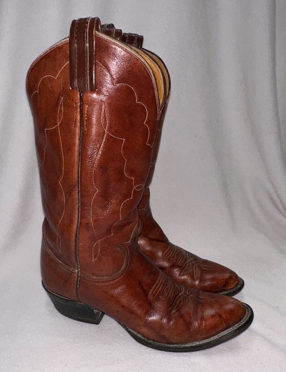 VTG Tony Lama Mens Black Label 7.5 Western Brown Leather VTG Tony Lama Mens Black Label 7.5 Western Brown Leather