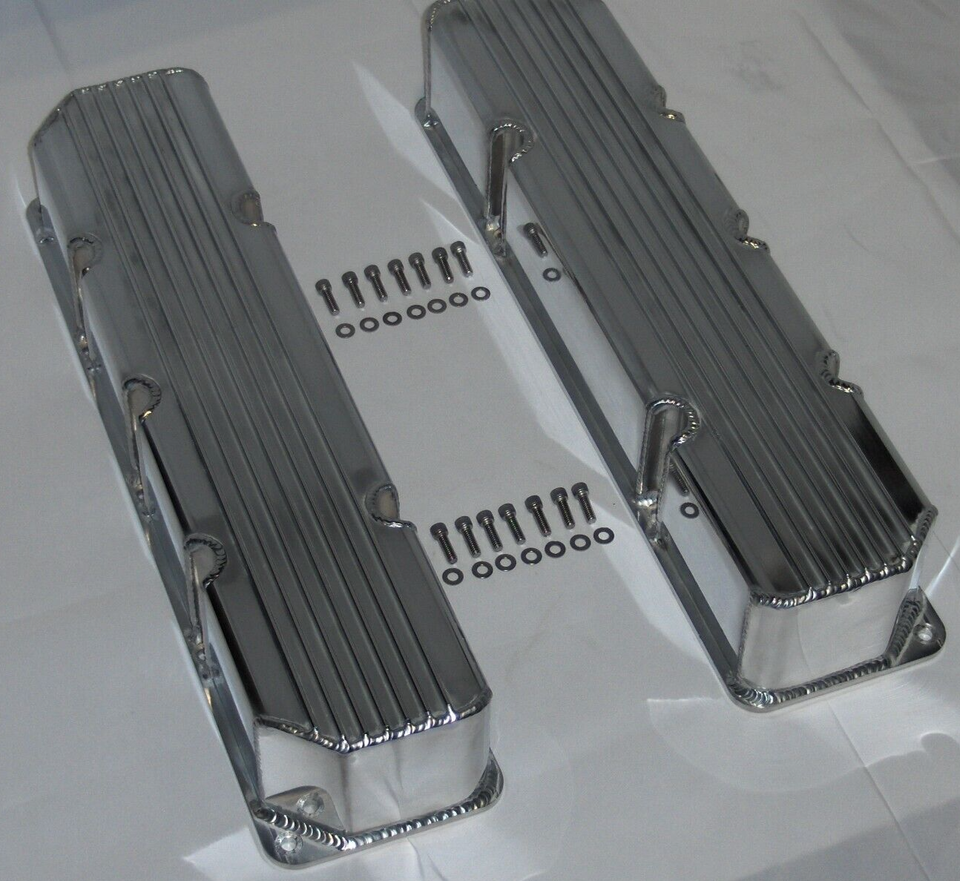 1976-87 Jeep AMC Pol Finned Fabricated Aluminum Valve Covers V8 304 360 ...