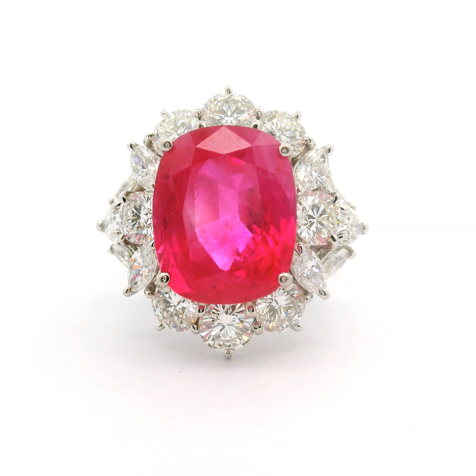 10.27ct Burmese Ruby Diamond Platinum Ring, GRS Certified | eBay