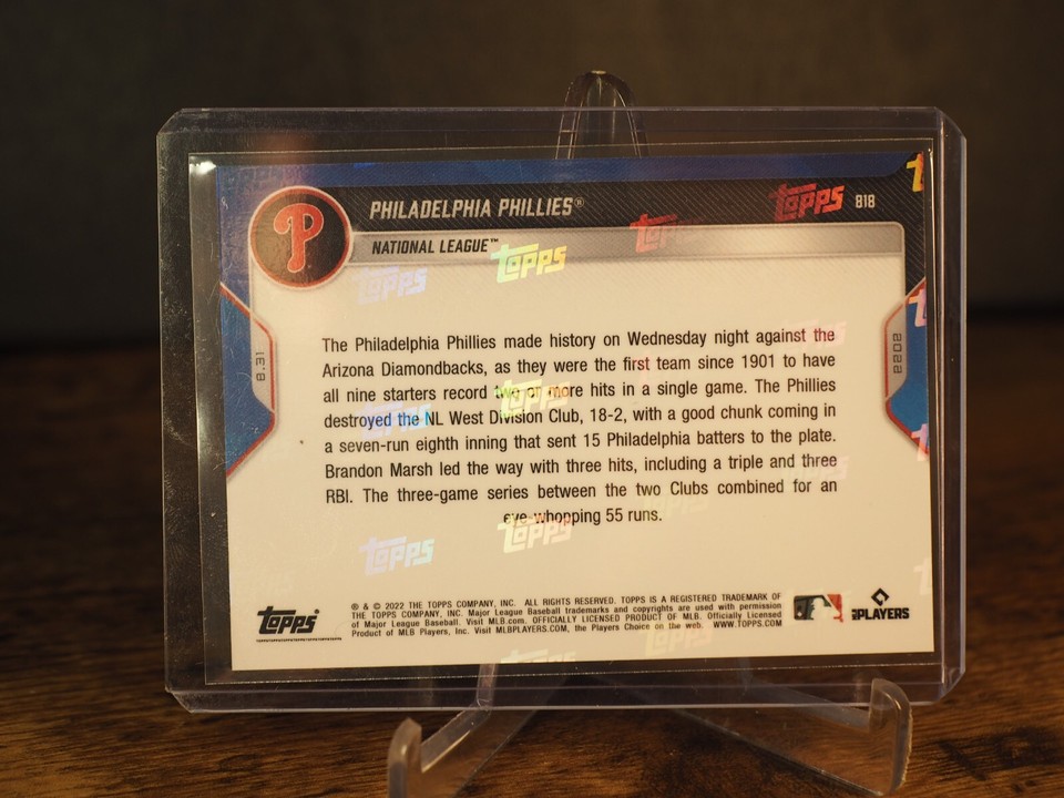 2022 Topps Now #818 Philadelphia Phillies Blue Parallel Card 32/49 2 ...