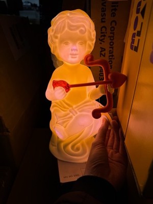 Valentines Blow Mold Cupid Heart Bow Light Up LED Plastic Cupids | eBay