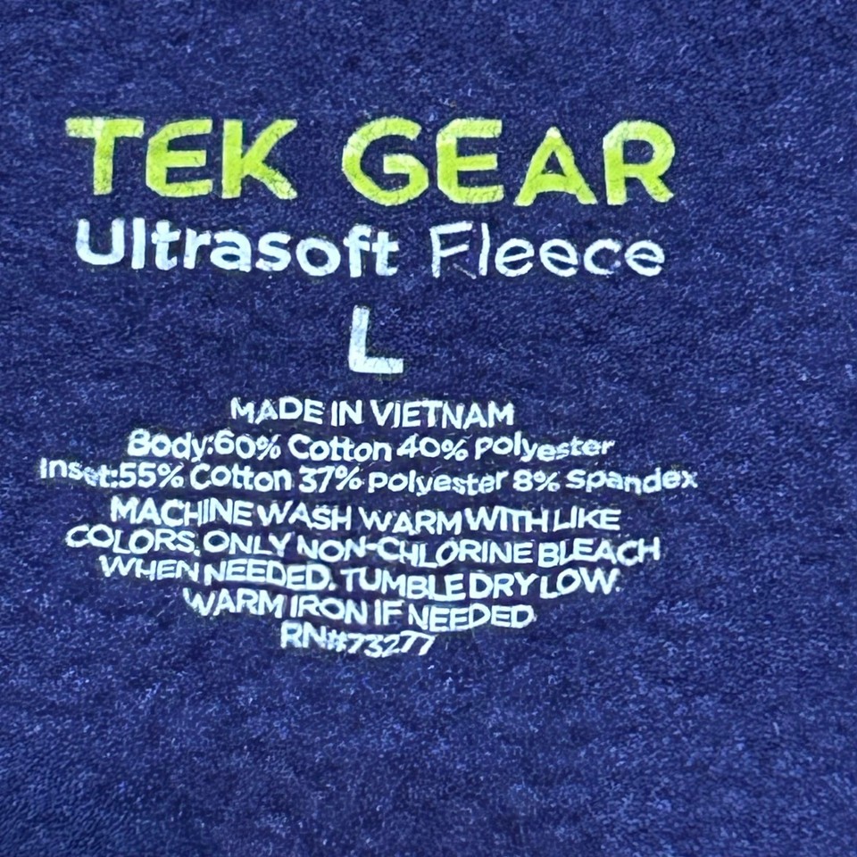 Tek Gear Ultrasoft Fleece Full Zip Hoodie Navy Blue Size L | eBay