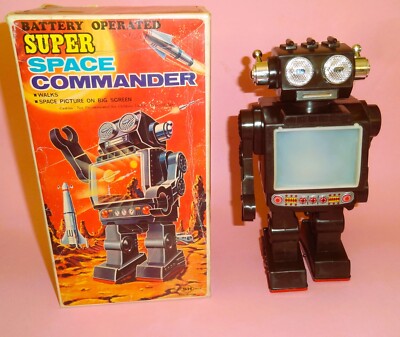 Vtg RARE! SUPER SPACE COMMANDER ROBOT TOY B/OP BOXED by HORIKAWA JAPAN ...