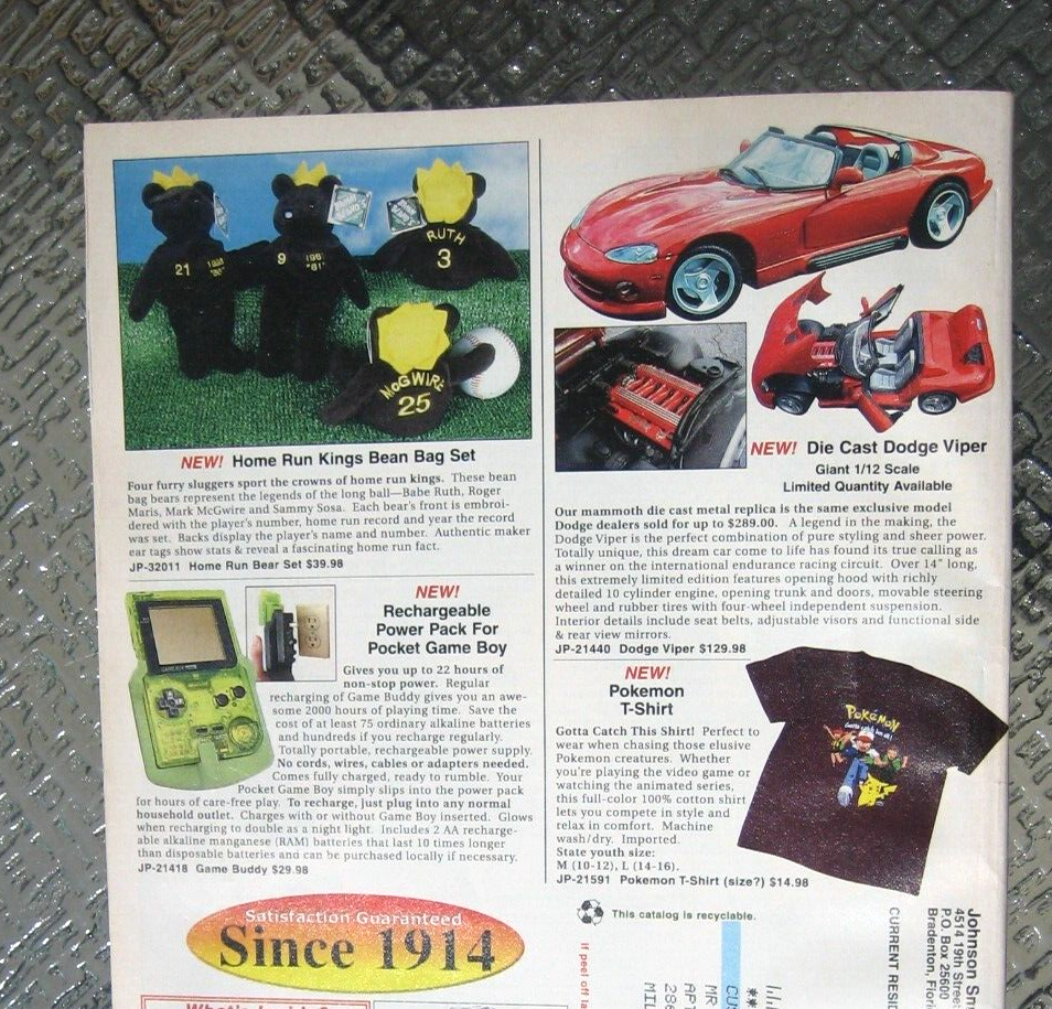Things You Never Knew Existed Pokemon 1999 JOHNSON SMITH Company ...