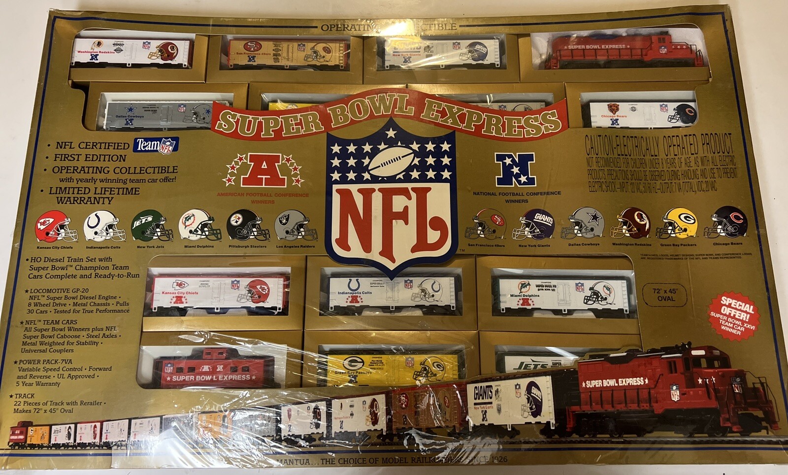 MANTUA SUPER BOWL EXPRESS TRAIN SET NFL CERTIFIED 1ST EDITION + '92 ...