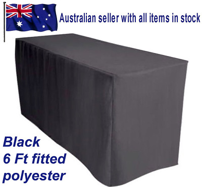 1.8m 6FT Fitted Black Trestle Table Cover cloth fitted Weddings Parties ...