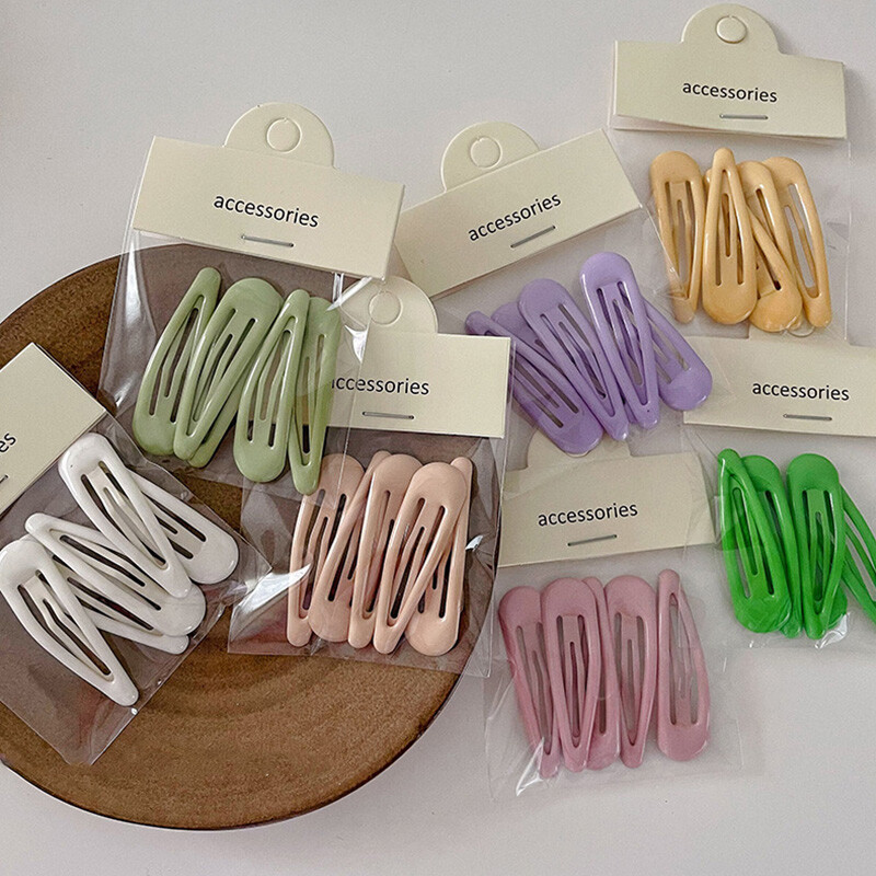 5Pcs/Set Candy Color Hairpins Snap Hair Clip Kids Girl Barrettes Clips ...