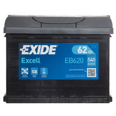 Excell 027 Car Battery 12V 62Ah 540cca L246 W175 H190 0/1 B13 3 Year ...