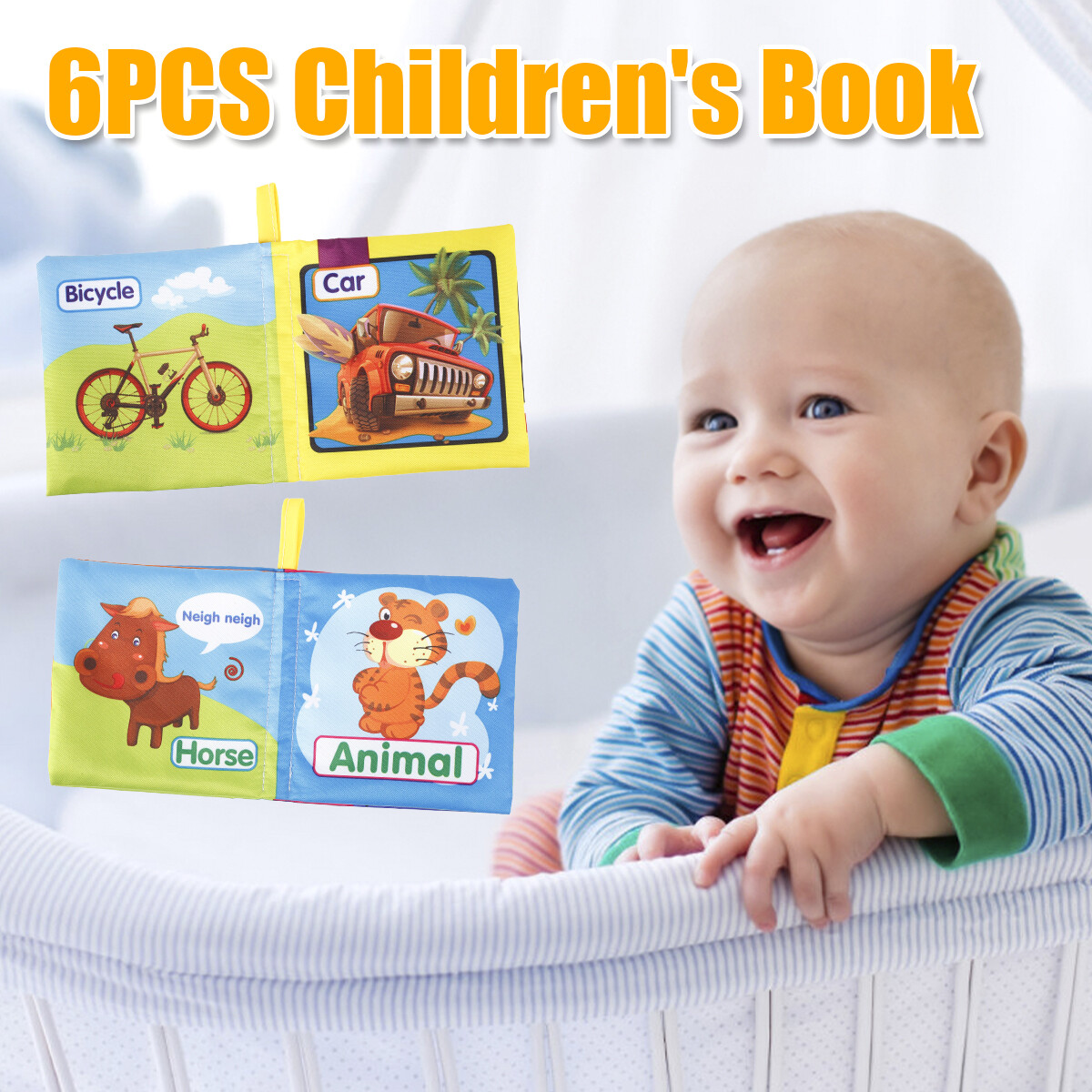 Baby Cloth Book with Sound Paper Animal Cloth Books Educational ...