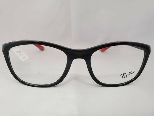 Ray-Ban RB 7156 5795 Unisex Rounded Shiny Black & Red Eyeglasses 54-19 ...