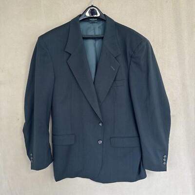 J Riggings Blazer Jacket Wool Mens 46R Dark Green pin Stripe Ventless 2 ...