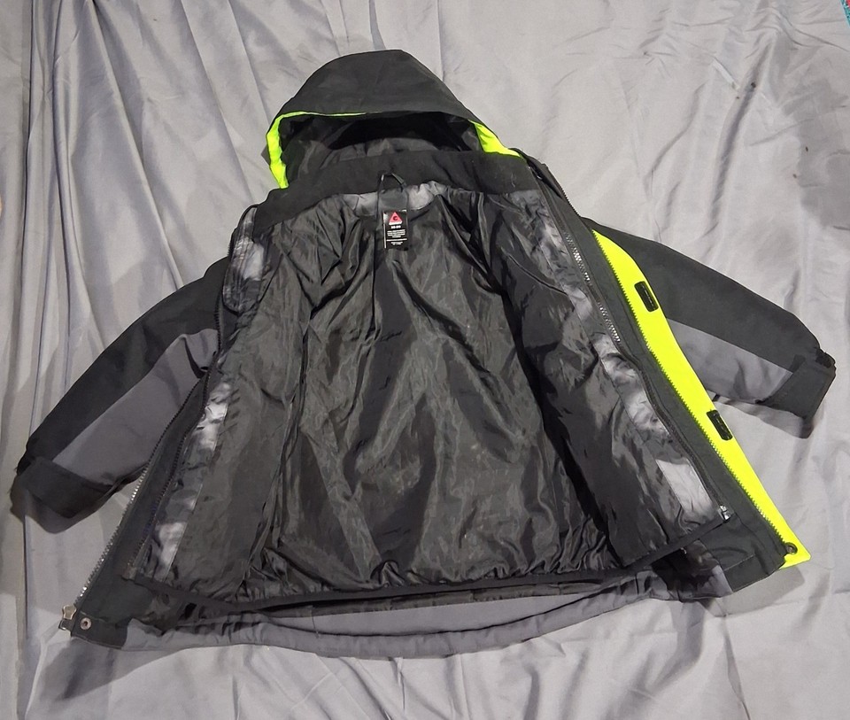 Gerry Unisex Kids Ski Jacket Gray Black Neon Yellow Hooded M | eBay
