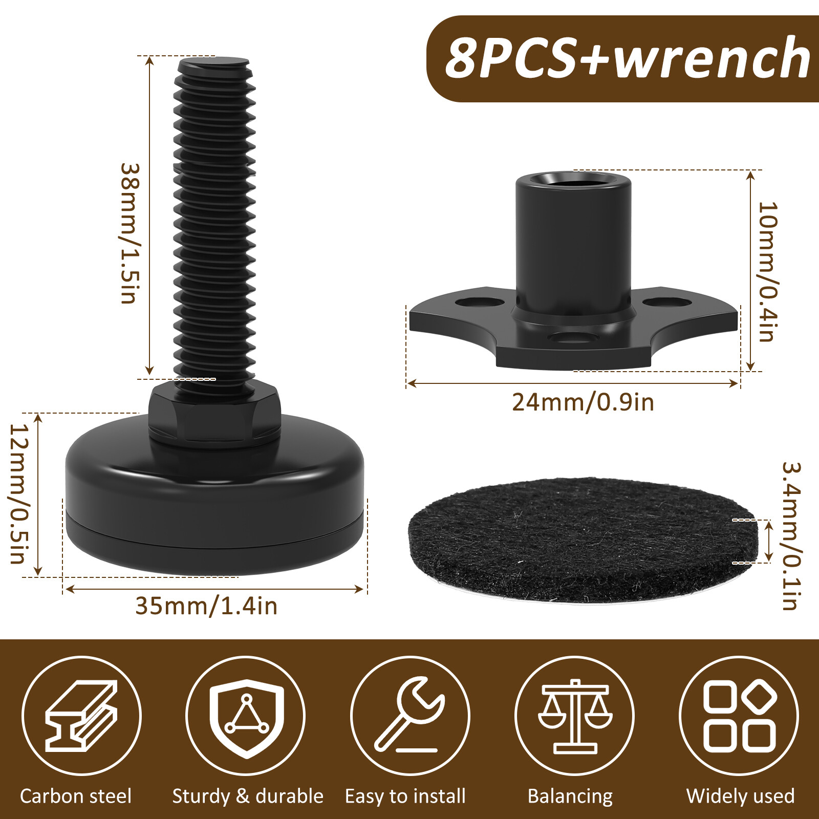 8x Furniture Leveler Adjustable Heavy Duty Furniture Leveling Feet ...