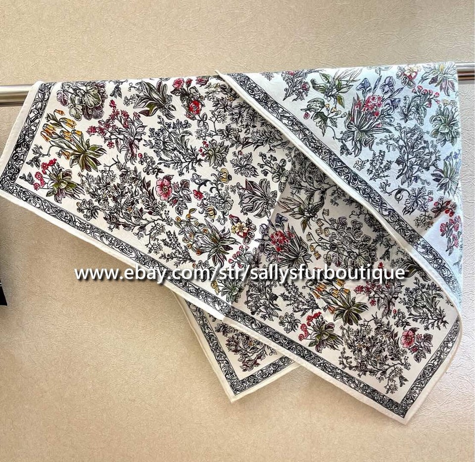 Sally Quality 16 Momme Jacquard Twill Silk Flowers Print 2 Face Neck ...