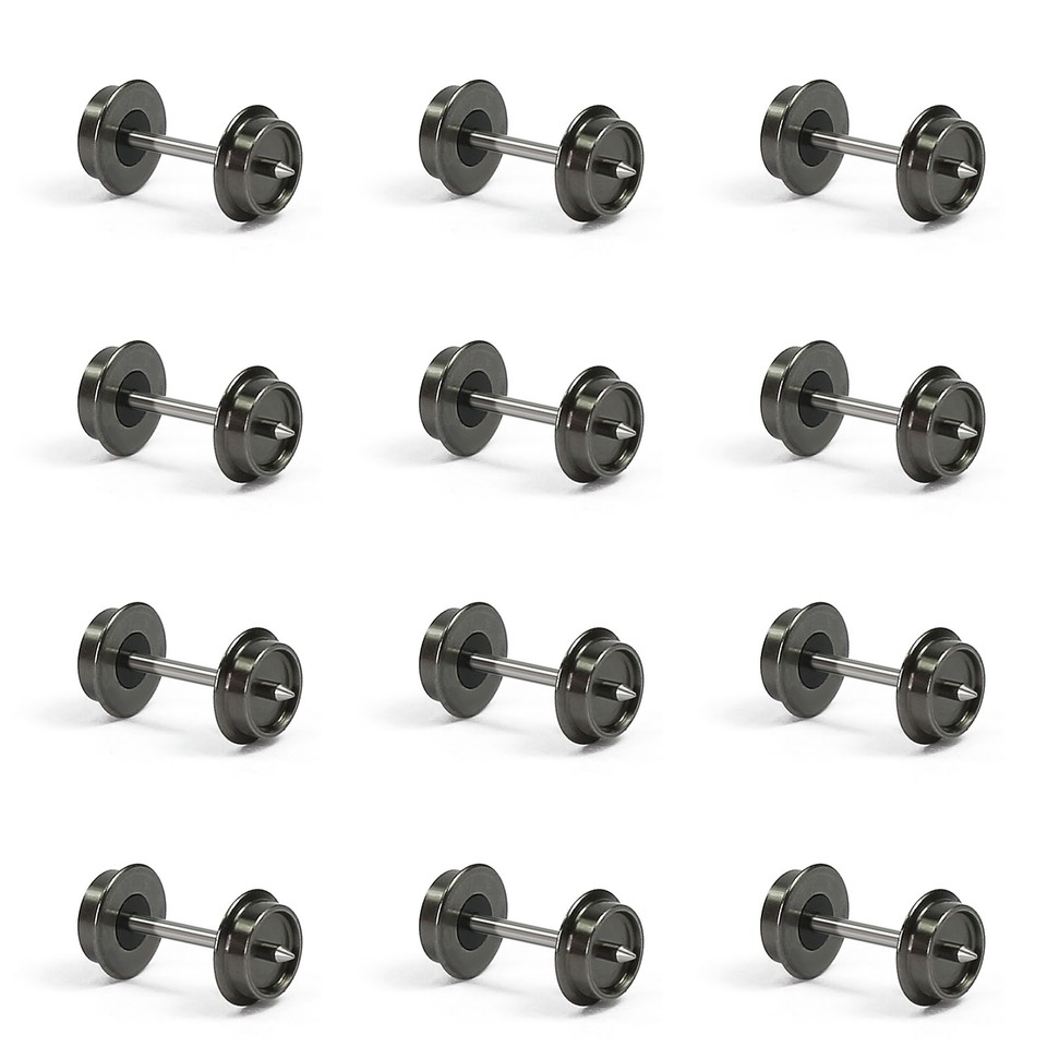 Evemodel Wheelsets 12pcs N Scale Metal Axle DC Wheels for Model Train ...