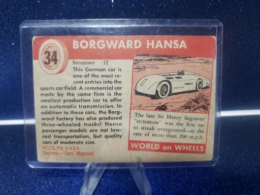 Borg Ward Hansa German Sports Car Topps 1954 Trading Card #34 VG | eBay