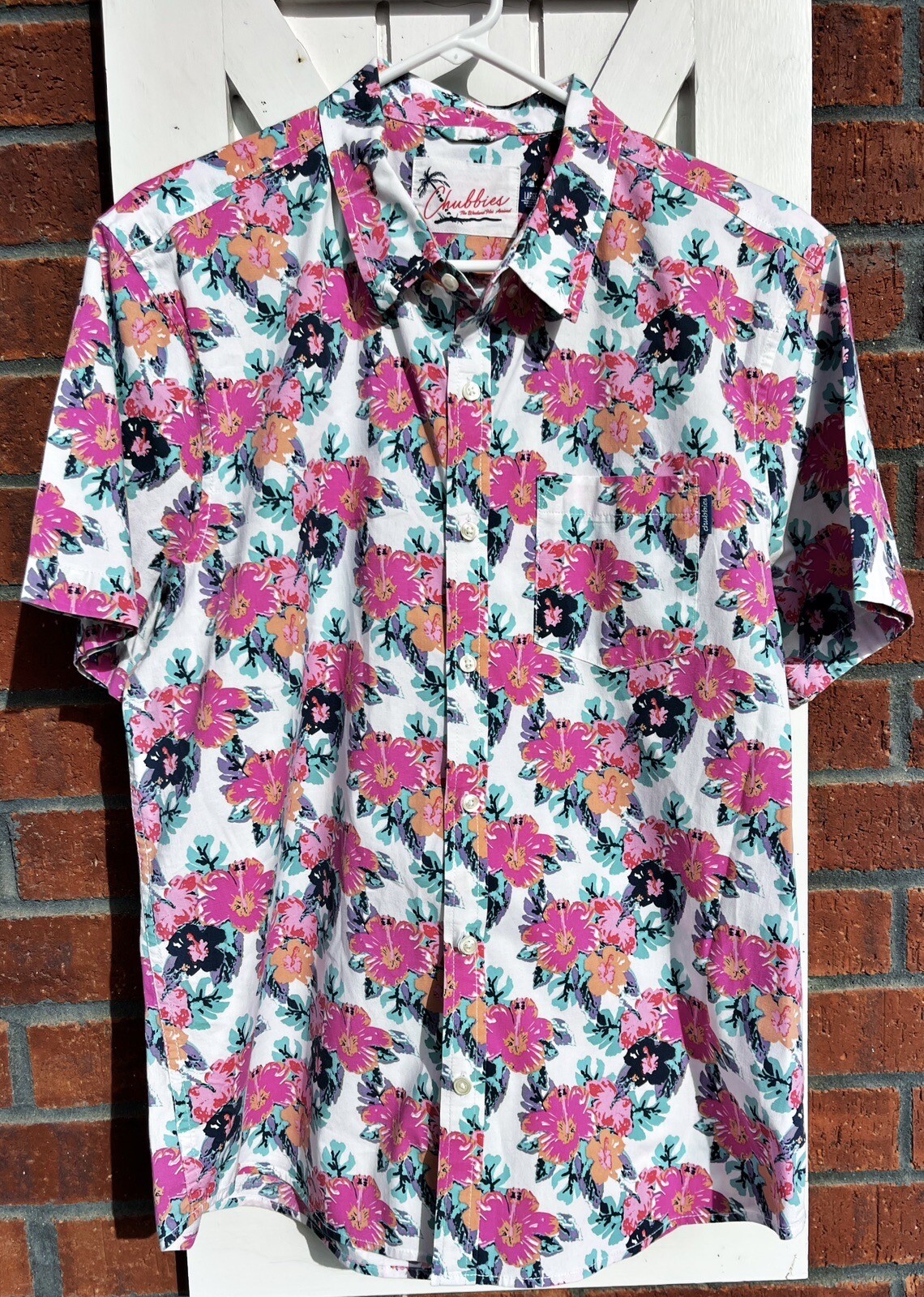 Chubbies Shirt Mens Large Hawaiian Floral Button Down Short Sleeve Pop ...