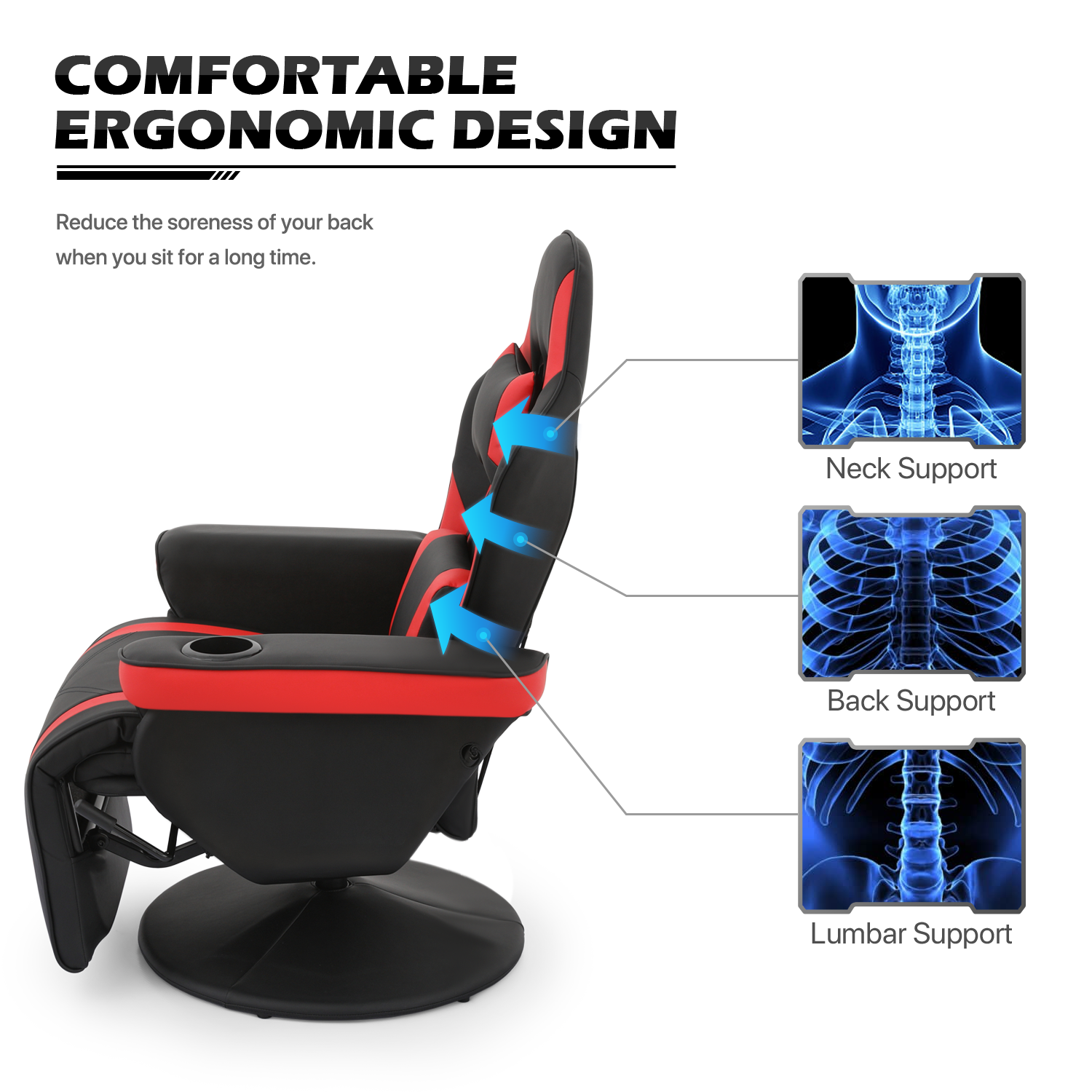 [LUMBAR SUPPORT+HEADREST]Gaming Computer Chair Ergonomic Recliner PC ...