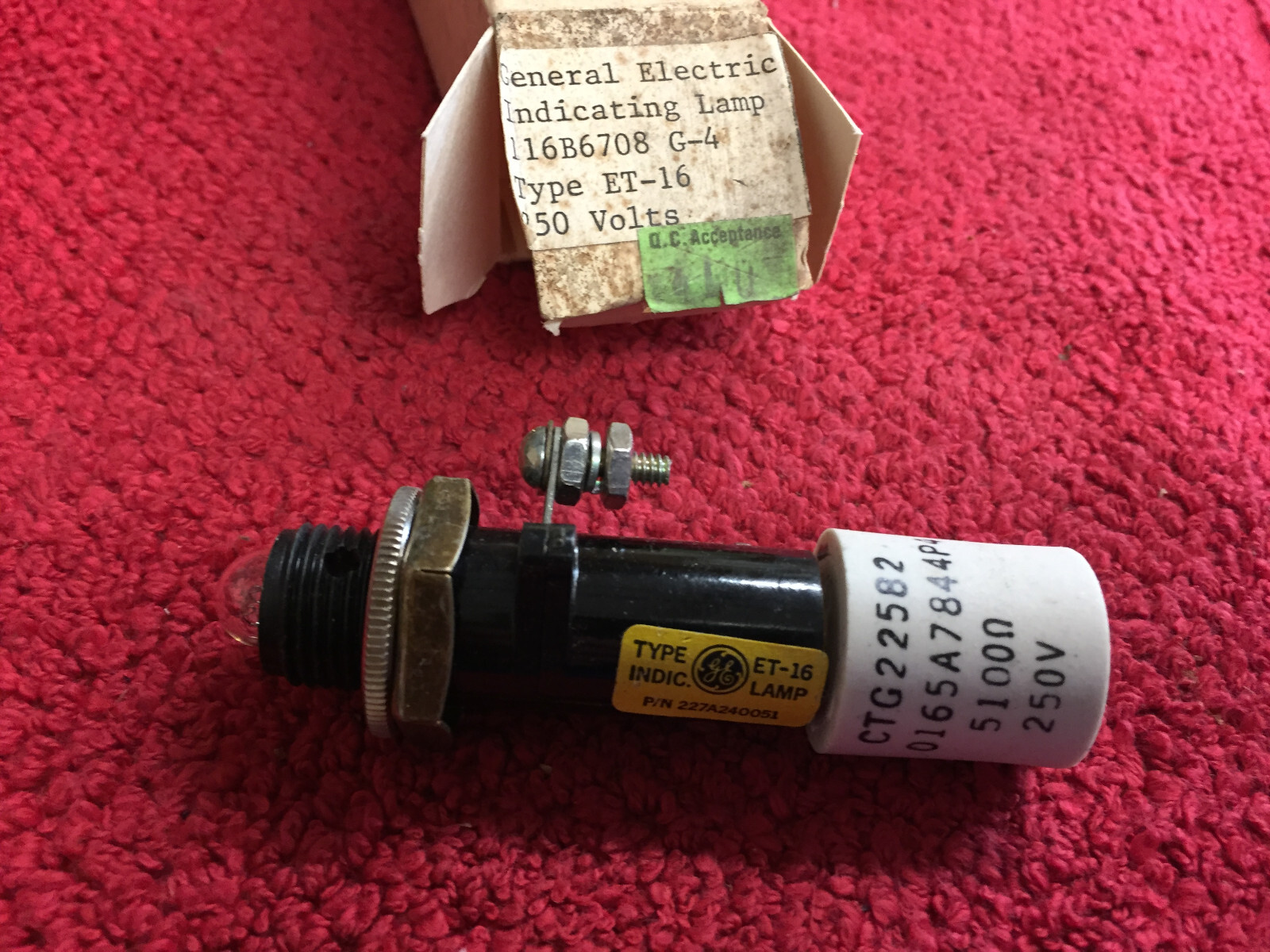 GE INDICATING LAMP 116V6708 G-4 TYPE ET-4 250V | eBay