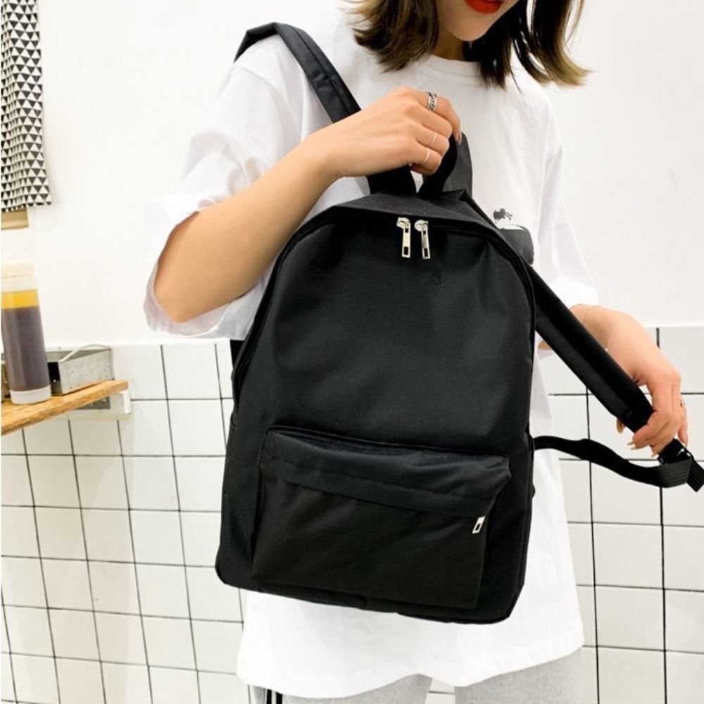 Fashion Solid Color Backpack Large Capacity Book Bags School Bags ...