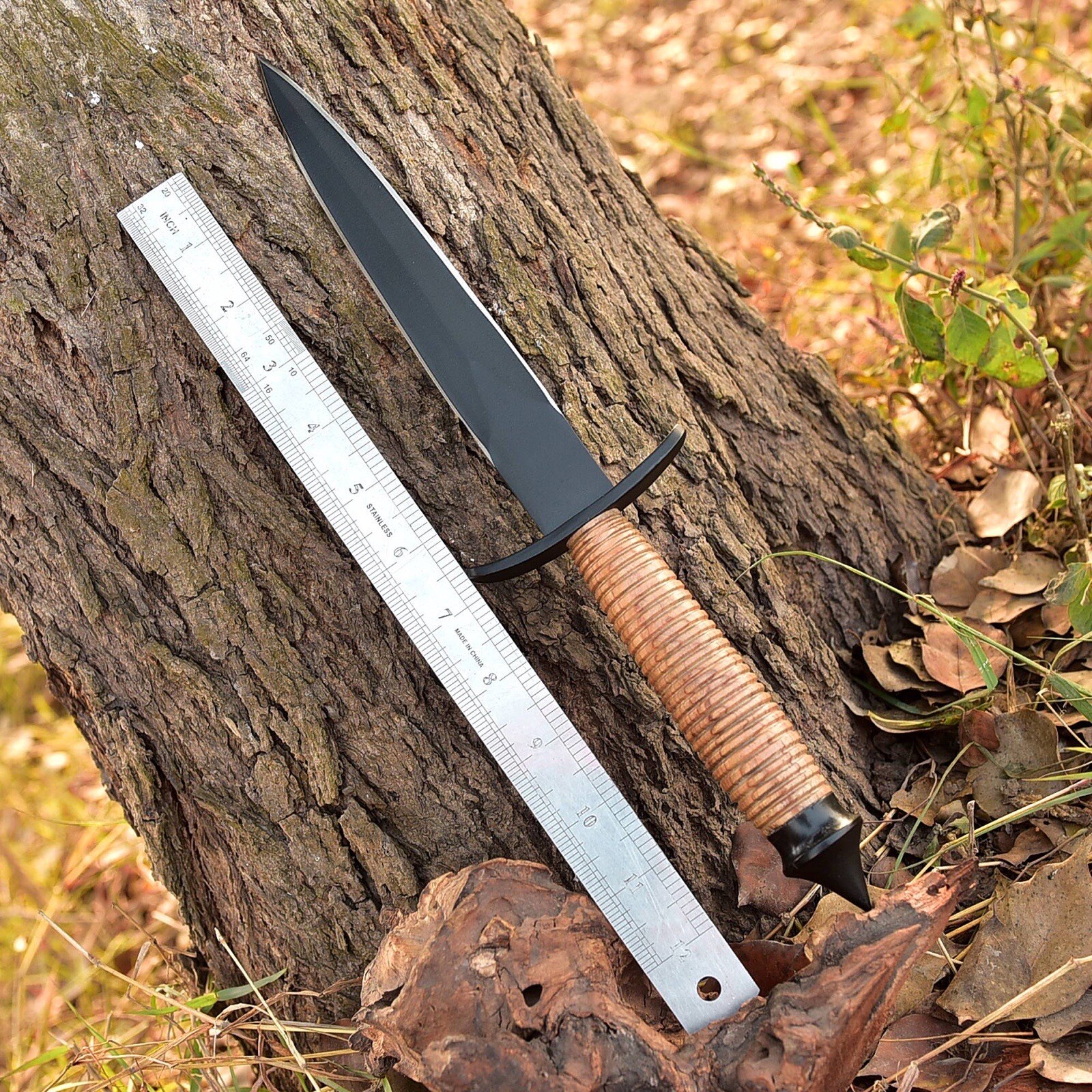 Vintage WW2 Double-Edged V42 US Military Stacked Wood Stiletto Dagger ...