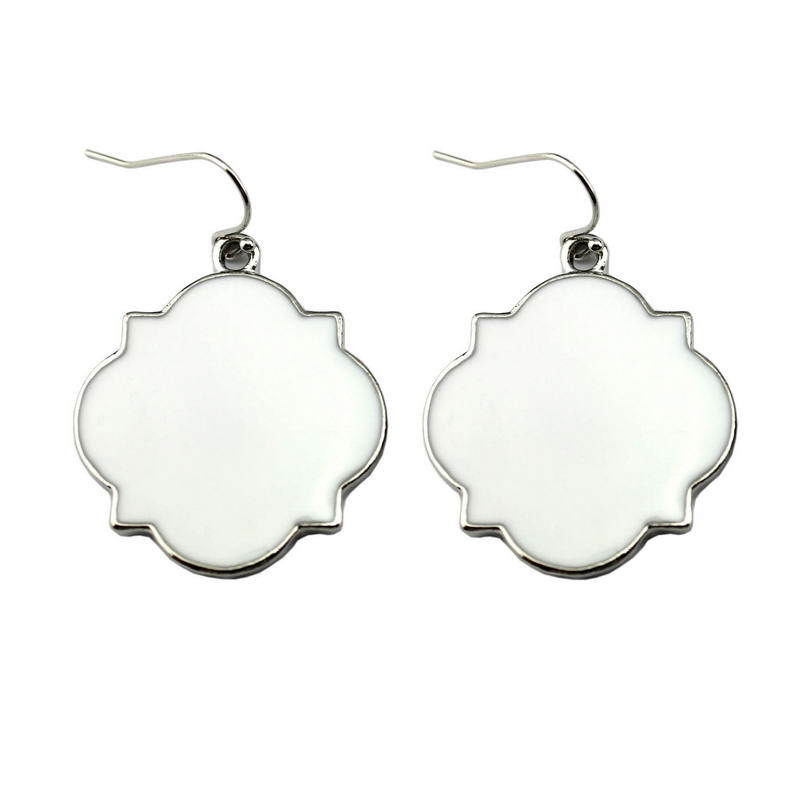 Enamel Monogram Blanks Quatrefoil Earrings Floral Gold Tone Alloy ...