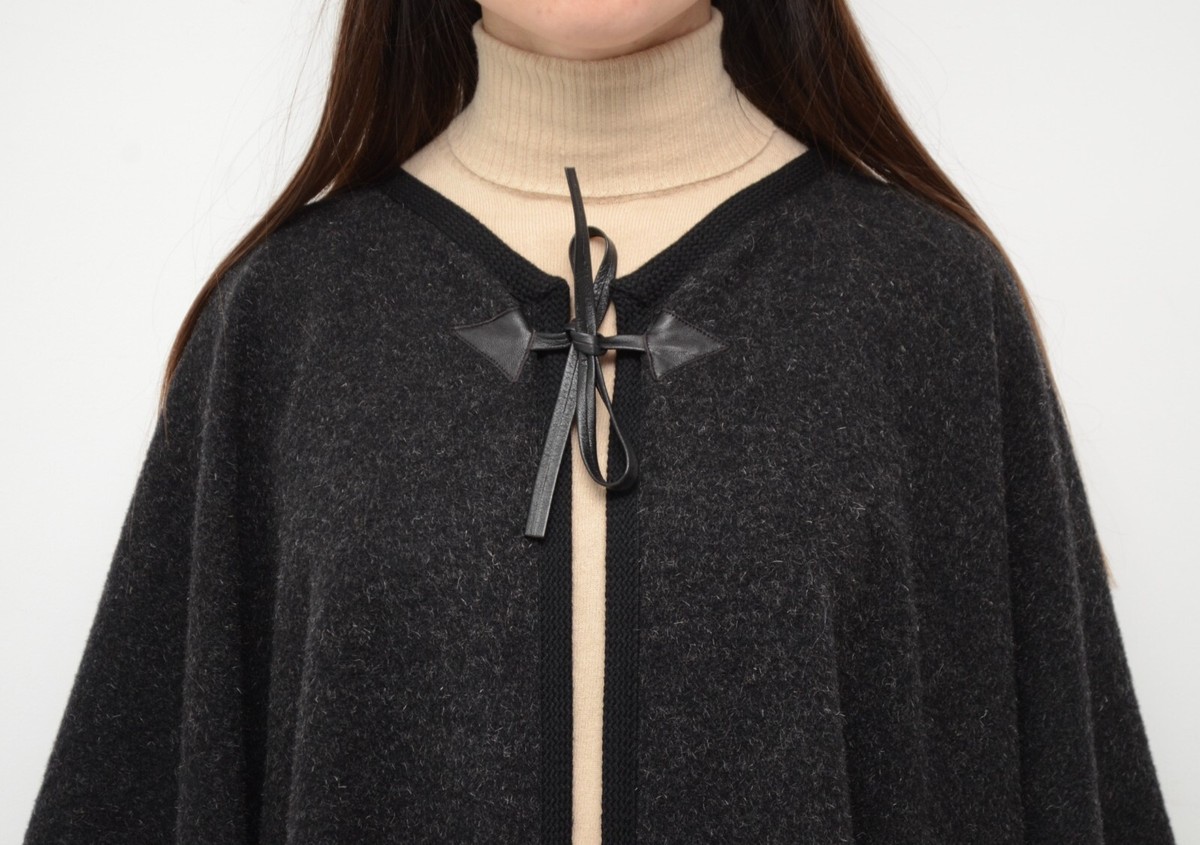 Womens Vintage Yves Saint Laurent Variation Wool Long Poncho Womens Vintage Yves Saint Laurent Variation Wool Long Poncho