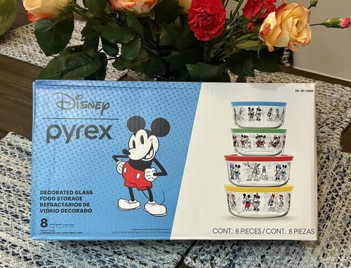 Disney Pyrex Glass Food Decorated Storage Bowl and Lid Set 8 Pieces NEW ...