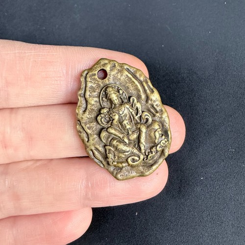 Old Chinese Tibetan Buddhism Yellow Lima Copper Samantabhadra pendant ...