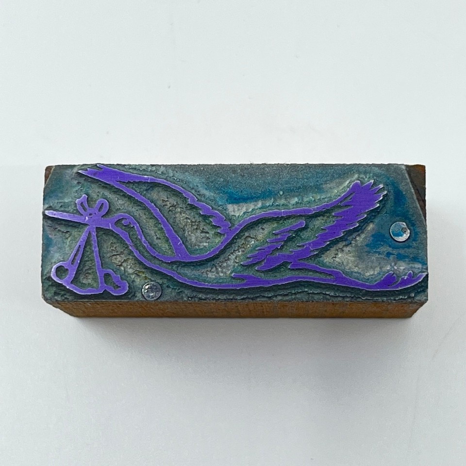 1920s Stork Carrying Baby Figural Stamp Typeset Print Block SC7-47 | eBay