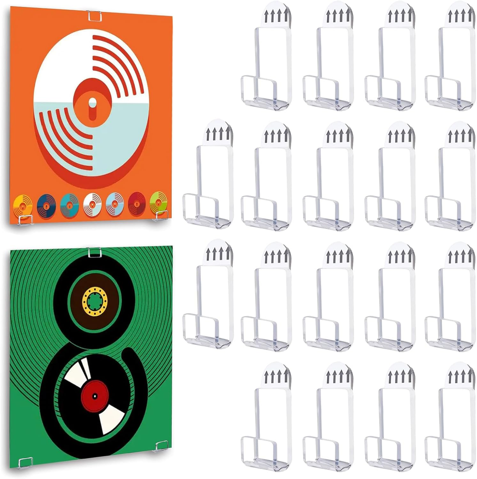 18 Pcs Vinyl Record Shelf Wall Mount Self Adhesive, Clear Acrylic ...