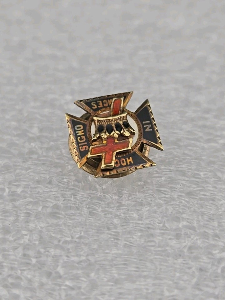 Vtg 14K Solid Gold Masonic Knights Templar Pin In Hoc Signo Vinces ...